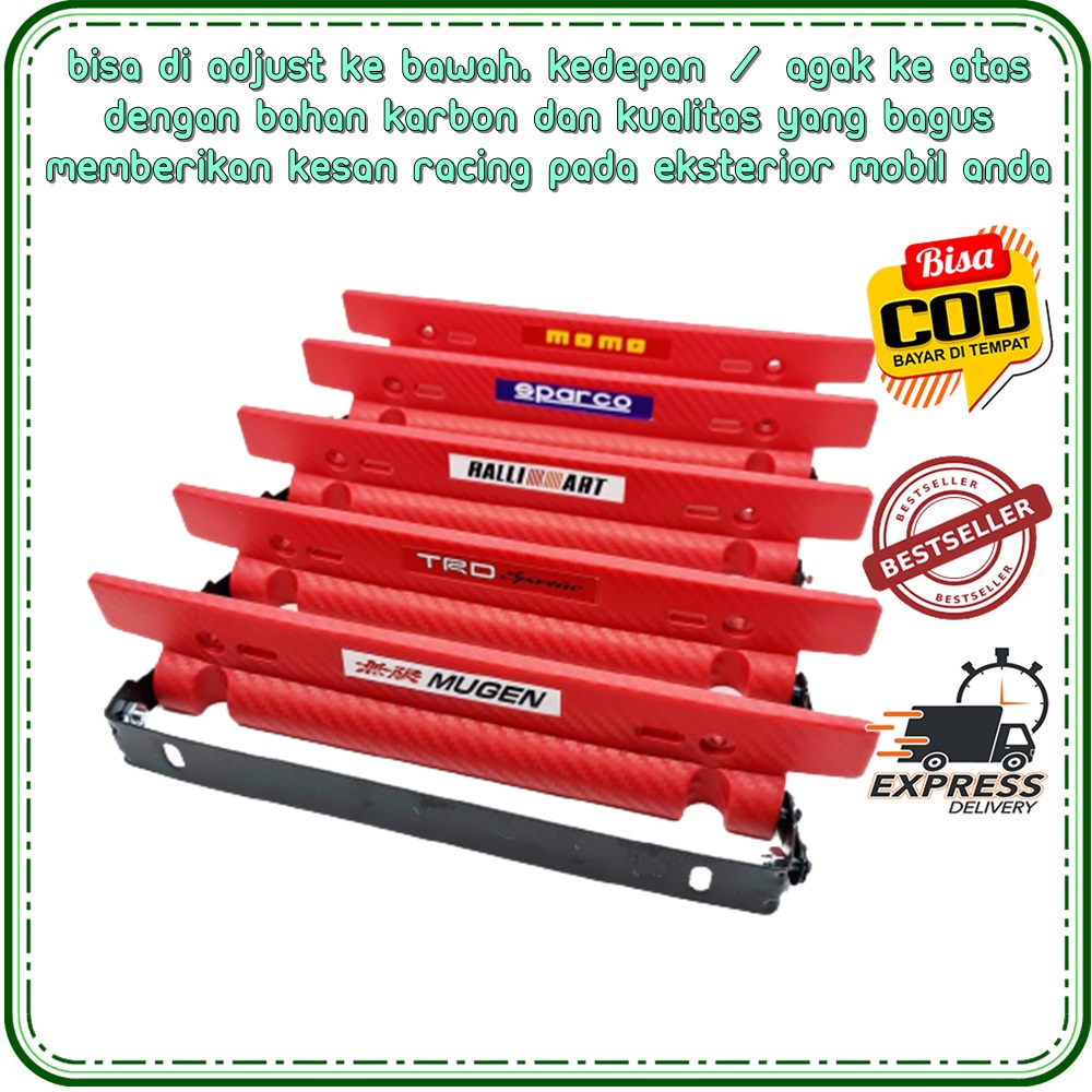 Jual Dudukan Plat Nomor Mobil JDM MERAH Carbon 3D Tatakan Racing ...