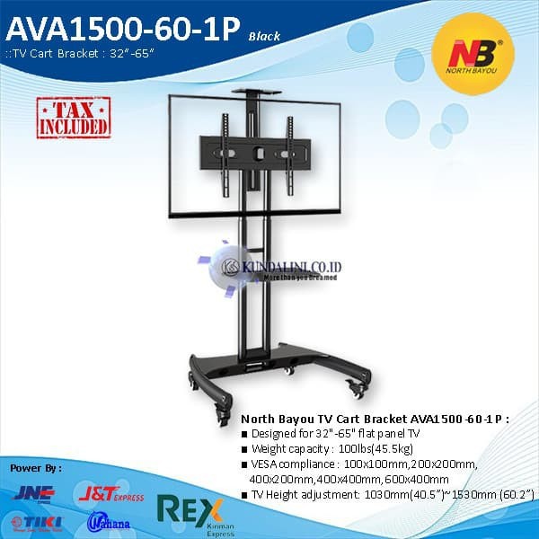 Jual North Bayou Steel TV Mobile Cart: AVA1500-60-1P | Shopee Indonesia