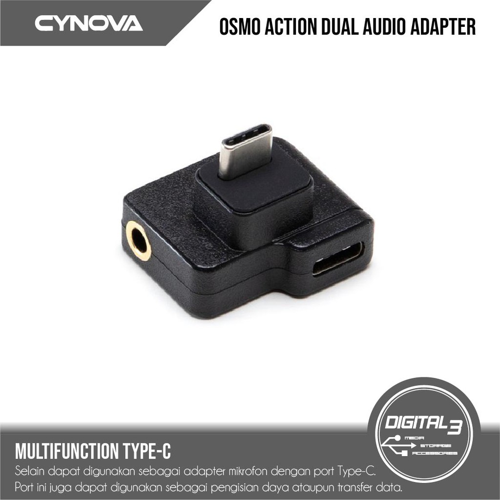 Jual Mic Adapter DJI Osmo Action Dual Audio Adapter 3.5mm & USB Type C ...
