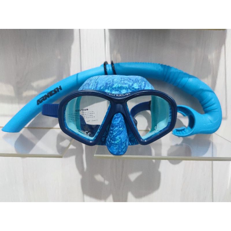 Jual LOW VOLUME MASK SET TECNOMAR CAMO BLUE WITH SNORKEL ARNESH ...