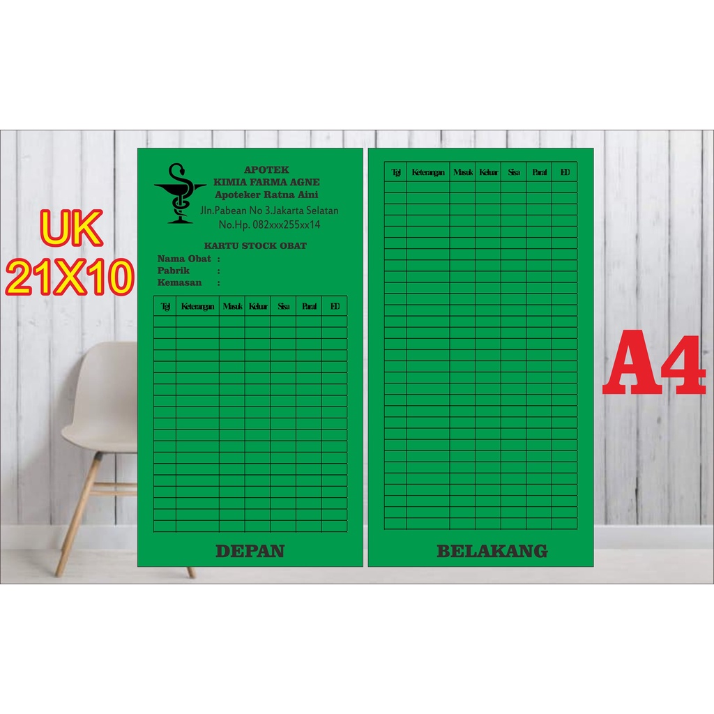Jual (CUSTOM KOP)ISI 100 LEMBAR kartu stock barang / Kartu stock Obat ...