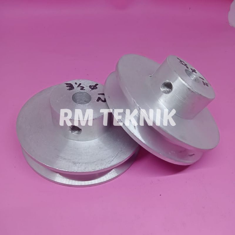 Jual Pulley A1 - 3,5 inch as 12 mm puly alumunium puli satu jalur ...