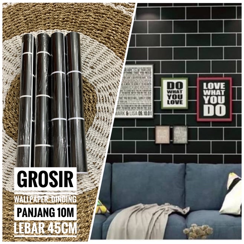Jual GROSIR WALLPAPER STICKER DINDING MOTIF BATU BATA PANJANG 8-9M X ...