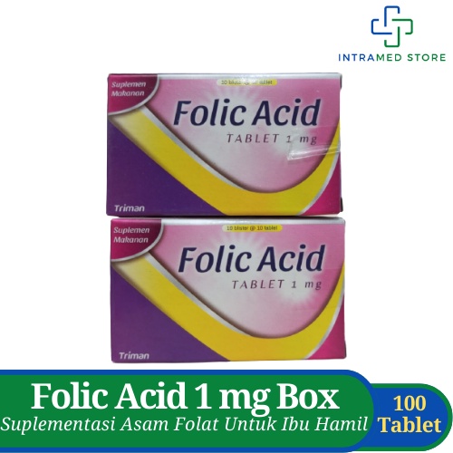 Jual Folic Acid 1 mg Box isi 100 Tablet - Suplementasi Asam Folat Ibu ...