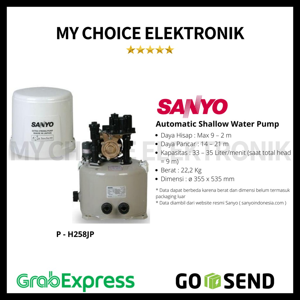 Jual Sanyo Pompa Air PH-258JP / PH-258 JP/ PH258JP (Made in JAPAN) | Shopee Indonesia