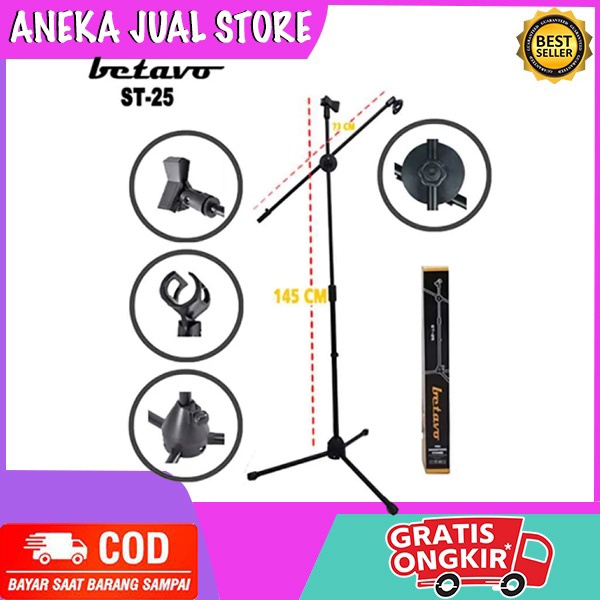 Jual Stand Microphone + Mic Holder / Stand Mic Lantai Tripod Condenser Betavo St-25 | Shopee ...