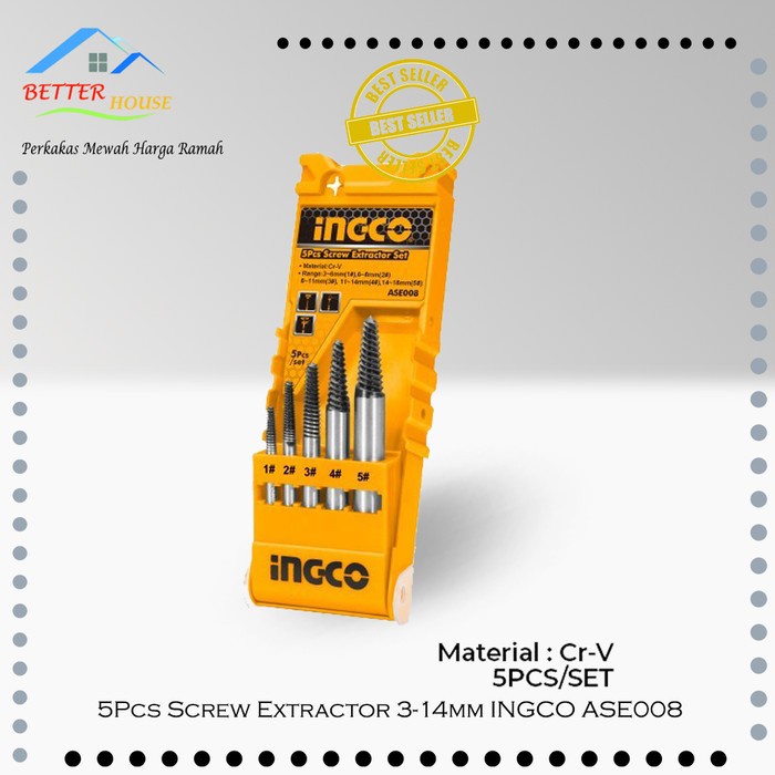 Jual Gilaa!!! Tap Balik Pembuka Baut Sekrup 5Pcs Screw Extractor 3-14Mm ...
