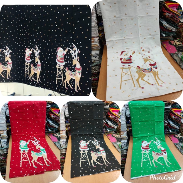 Jual Kain batik motif edisi christmas santa claus edisi natal | Shopee ...