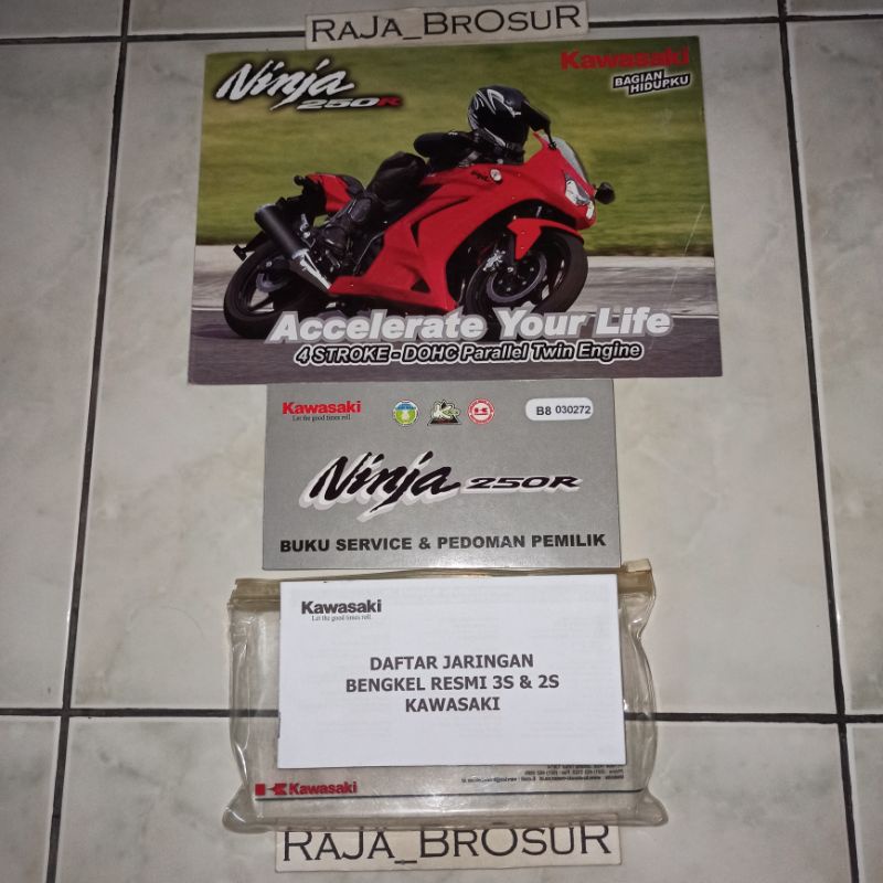 Jual Buku service dan pedoman pemilik/manual book + poster brosur leaflet Kawasaki Ninja 250R ...