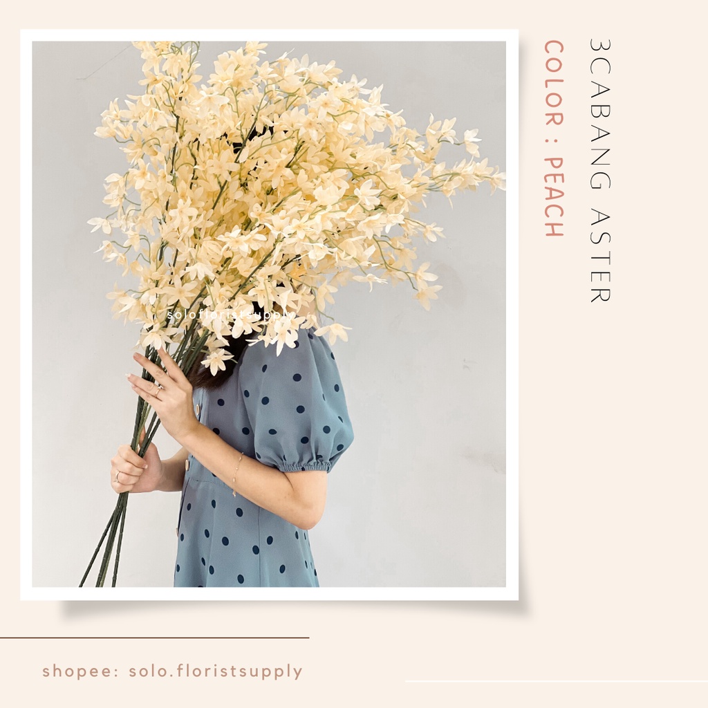 Jual 3CABANG ASTER FLOWER SPRAY BUNGA POPPY ARTIFICIAL FLOWER BUNGA ...