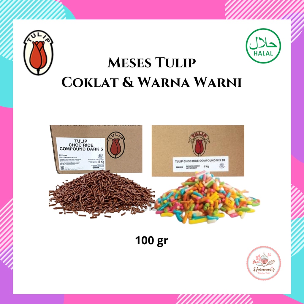 Jual Tulip Meses Coklat Meses Warna Rainbow Meses Mint 100gr | Shopee ...