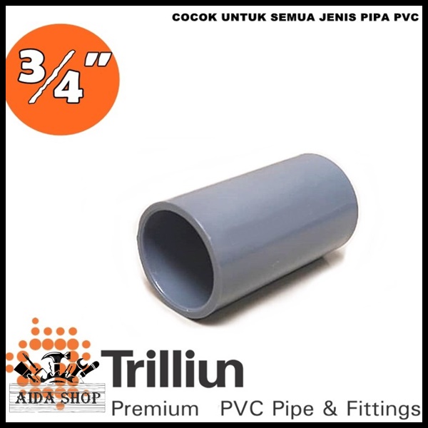 Jual Sambungan Pipa Lurus Socket PVC 3-4 Inch TRILIUN Alat Penyambung ...