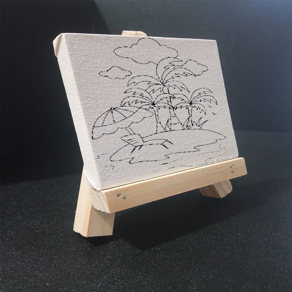 Jual Kanvas Lukis Sketsa Gambar Mini + Display Easel 10x10cm Siap Pakai ...