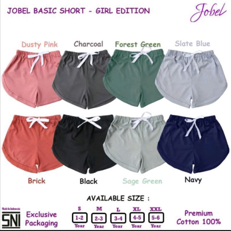 Jual Jobel Basic Short Girl (1 sd 5 tahun) | Shopee Indonesia