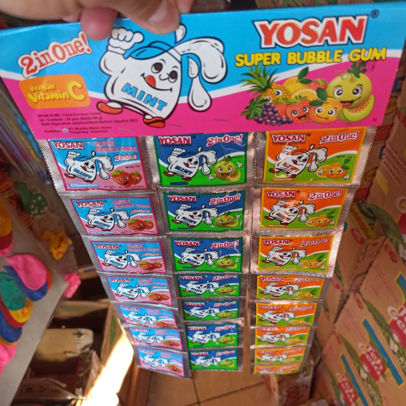Jual Permen Karet Yosan Bubble Gum Aneka Rasa Strawberry Melon Orange ...