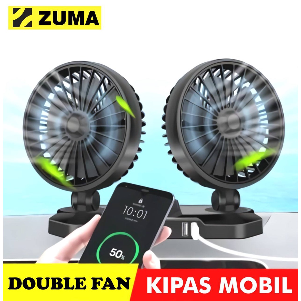 Jual Kipas angin mobil double headed fan/kipas angin mobil bisa charge - 100276 | Shopee Indonesia