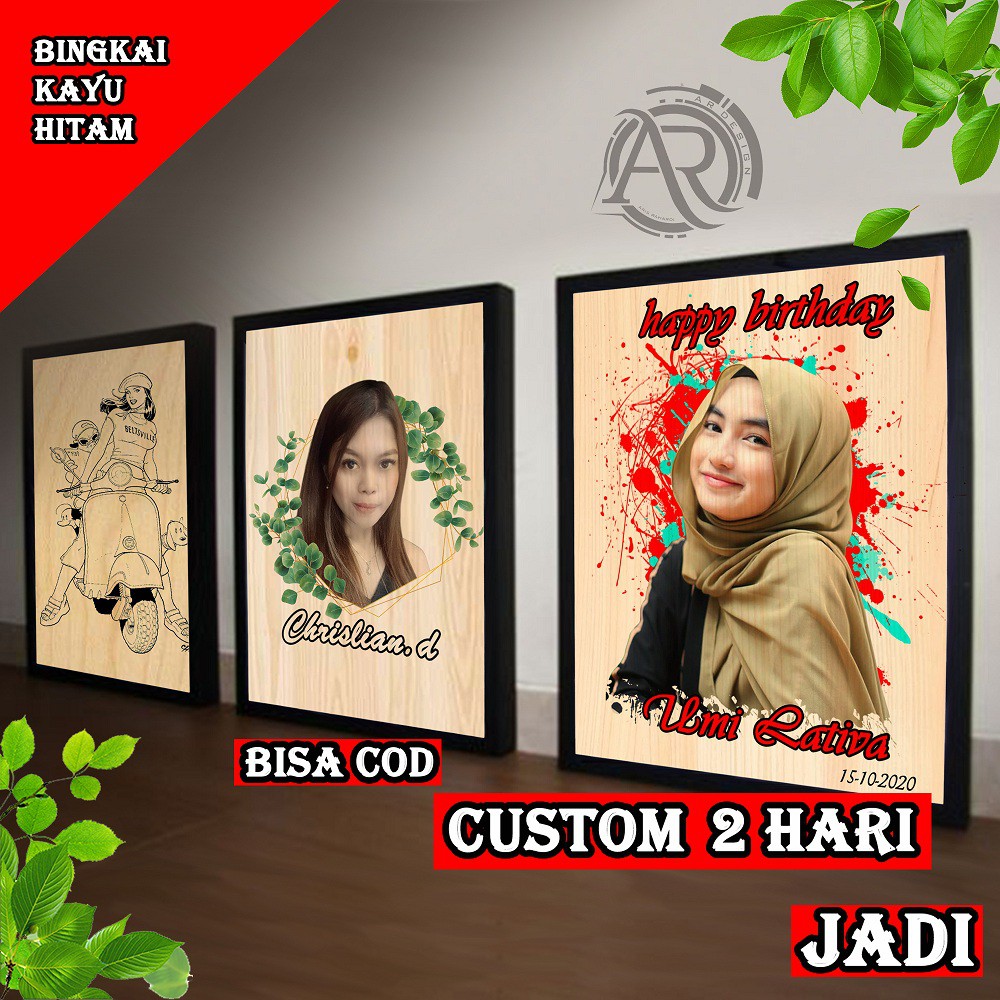 Jual cetak foto di kayu desain painting cocok untuk hadiah kado bingkai ...