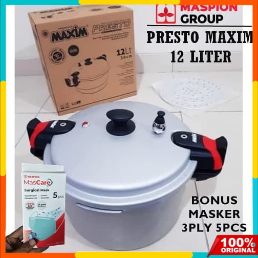 Jual Panci presto maxim 12 liter pressure cooker maspion Original | Shopee Indonesia