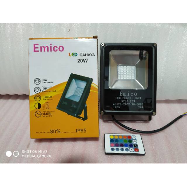 Jual lampu sorot taman led rgb 20 watt warna warni remote lampu hias taman emico putih kuning ...