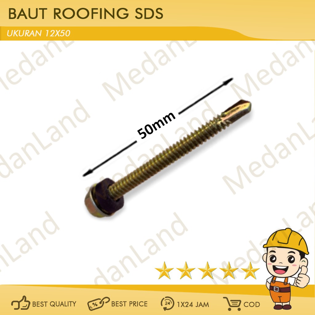 Jual Baut roofing 12x50 seng baja ringan holo 12 x 50 sds self drilling ...
