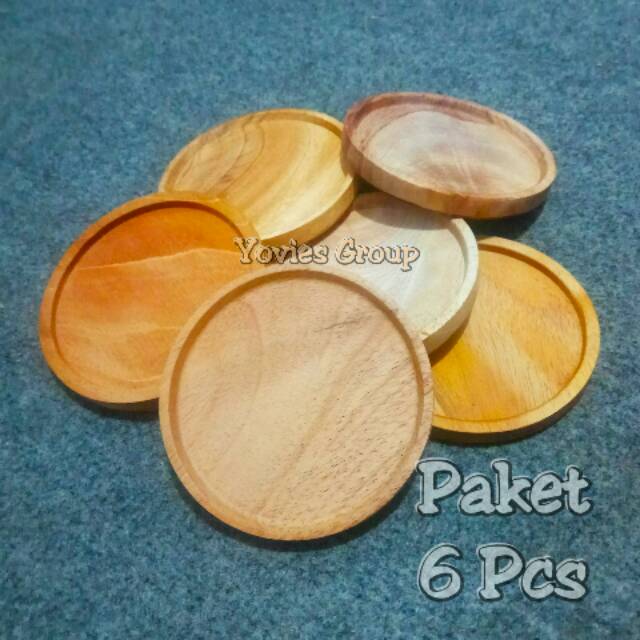 Jual Wooden Coaster Tatakan Gelas dan Cangkir Coaster Bulat Kayu Mahoni ...