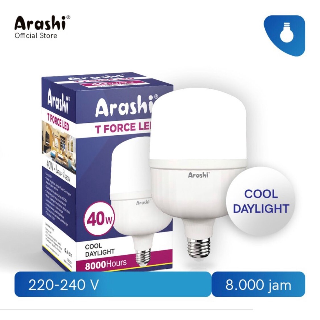 Jual Arashi T FORCE LED 40 Watt Kapsul GARANSI 1 TAHUN - Cool Daylight | Shopee Indonesia