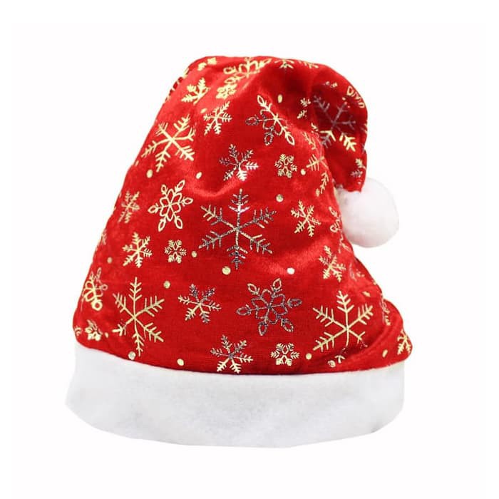 Jual XHAS topi natal dewasa snowflake gold silver merah santa claus ...
