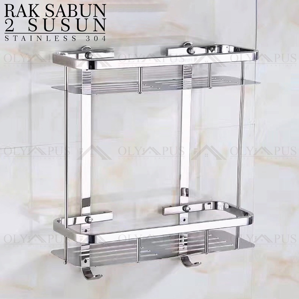 Jual SUS304 Rak 2 Susun Stainless Steel Tempat Sabun Sampo Kamar Mandi ...
