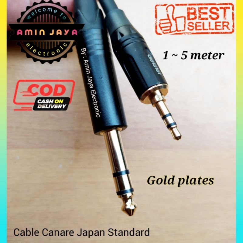 Jual Kabel aux kabel jack mini stereo 3,5 to jack akai TRS 6,5 kabel jack berkualitas | Shopee ...