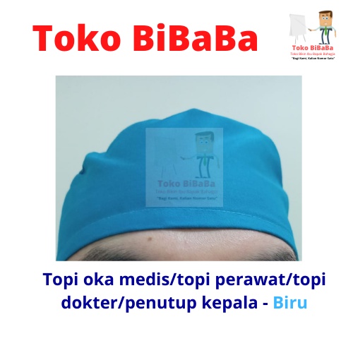 Jual Topi kain oka dokter medis/topi perawat/ penutup kepala - Biru ...