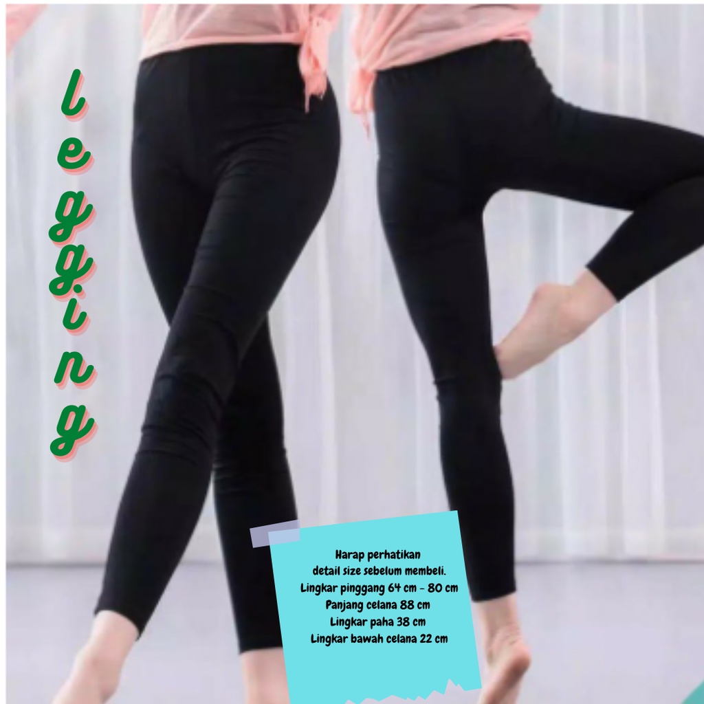 Jual Leging Wanita Legging Polos Hitam Import Lejing Tebal Panjang Wudhu Sport Celana Muslimah ...