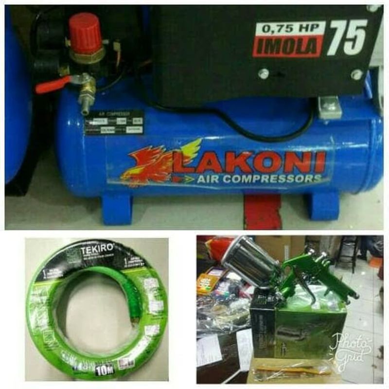Jual PAKET KOMPRESOR LAKONI IMOLA 75 + SPRAY GUN TEKIRO F 75 | Shopee ...