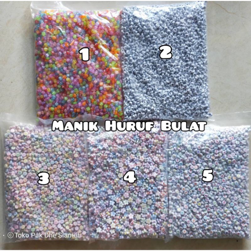 Jual Manik Huruf Bulat 1 Pon Akrilik Huruf Warna Huruf Bunga Monte ...