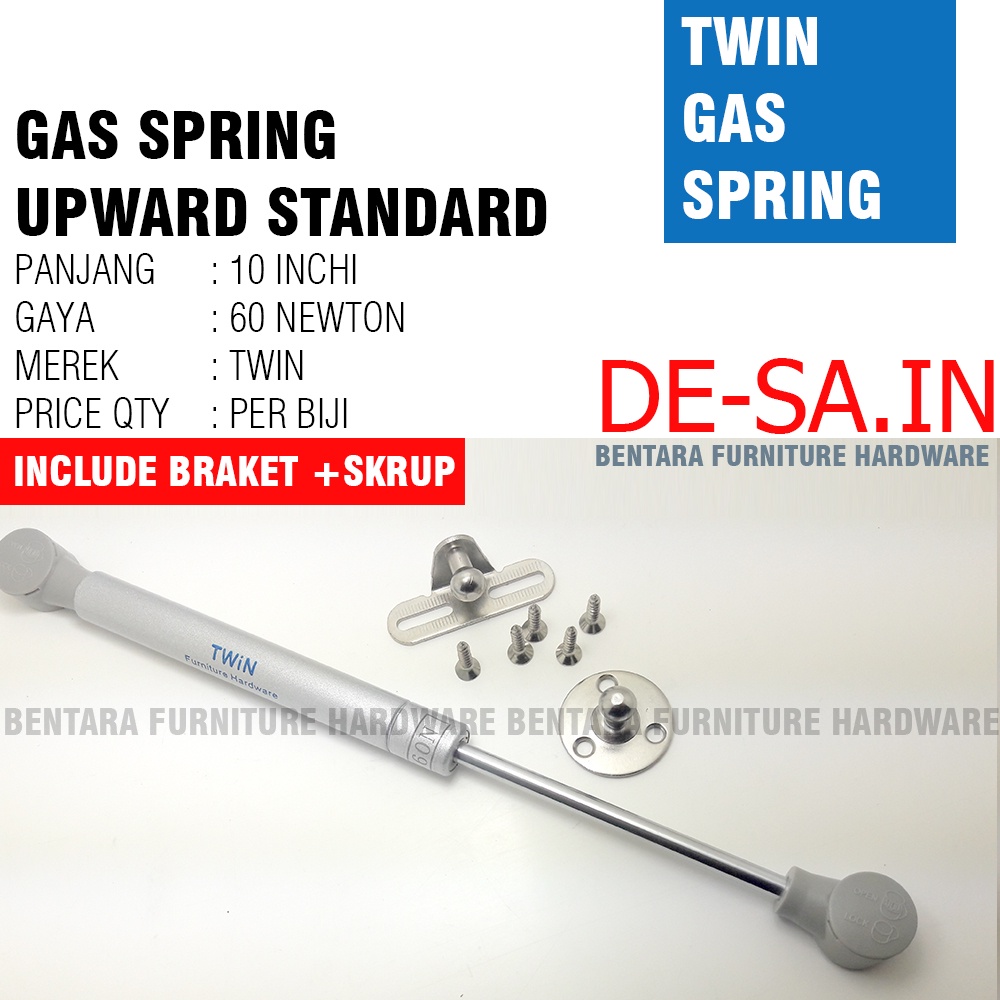 Jual Twin 10 Inchi x 60 Newton Gas Spring Hidrolik - Upward Hidrolik ...