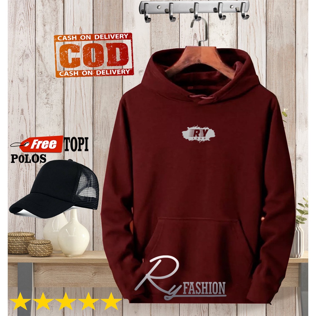 Jual Hoodie RY.1990 Blok Silver + Topi Polos / Distro Premium / Sweater ...