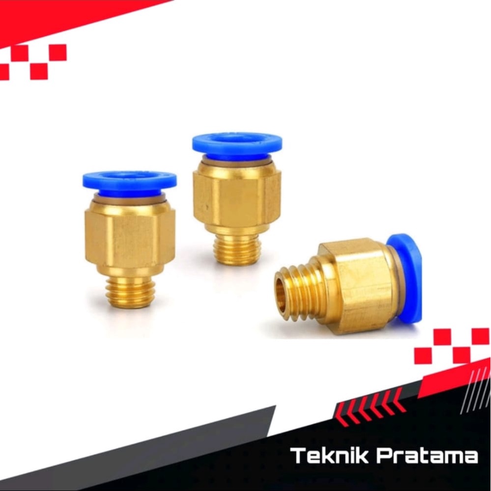 Jual FITTING LURUS MALE PNEUMATIC SELANG 8MM DRAT m8 / 8mm | Shopee Indonesia