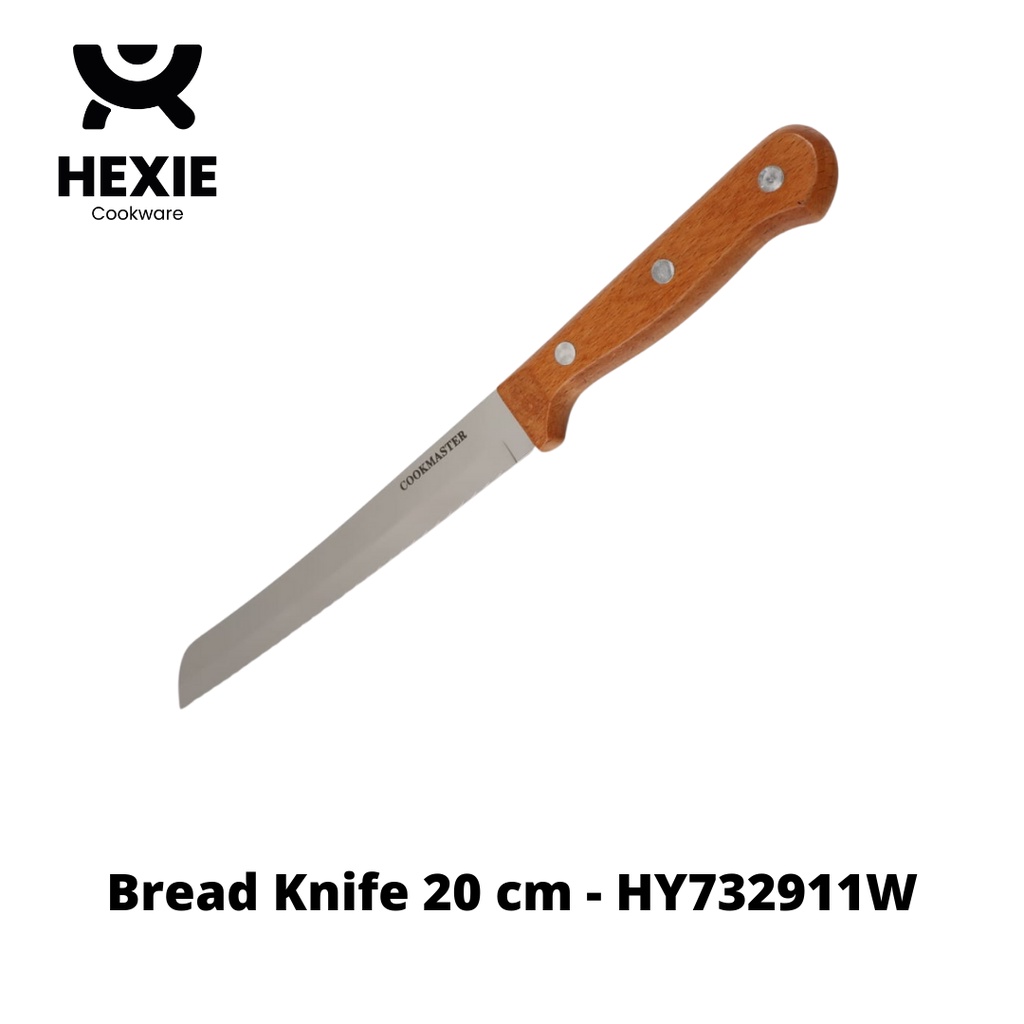 Jual Pisau Roti / Bread Knife with Beech Wood Handle 20 cm - HY732911W ...
