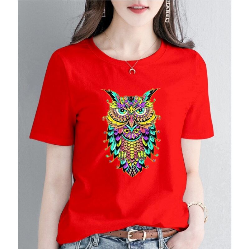 Jual Kaos T-Shirt Wanita Owl Rainbow Baju Cewek kekinian Atasan Wanita Murah Baju Distro Cewek ...