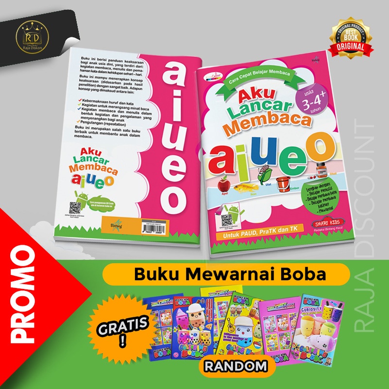 Jual Buku AKU LANCAR MEMBACA AIUEO Free Coloring Book Boba | Shopee ...