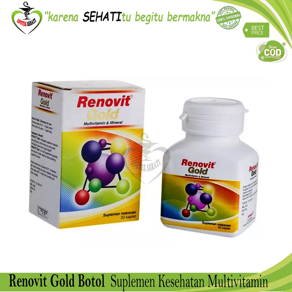 Jual Renovit Gold Botol Isi 30 Kaplet Multivitamin Mineral Daya Tahan ...