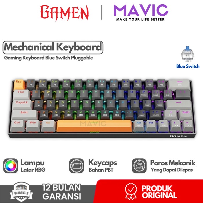 Jual {IqbalStore} GAMEN Titan III Mechanical Gaming Keyboard RGB Blue ...