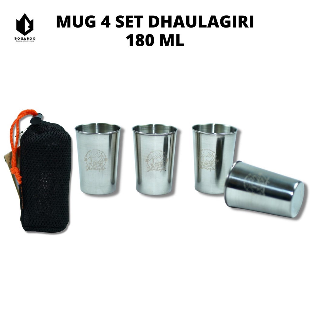 Jual Mug 4 Set Dhaulagiri Stainless Steel Size 180 ml Dan 250 ml ...
