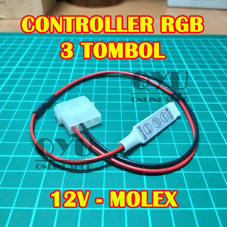 Jual LED Controller RGB 4 pin 12v 3 tombol + molex | Shopee Indonesia