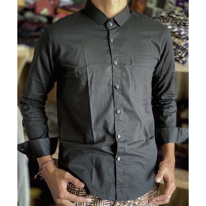 Jual Kemeja Panjang Hitam // Kemeja Pria | Shopee Indonesia