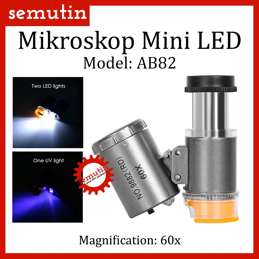 Jual Mikroskop Saku Mini 60x AB82 / Microscope Portable LED Currency ...