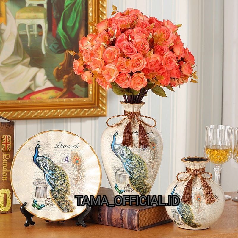 Jual 1SET VAS BUNGA IMPORT HIASAN PAJANGAN MEJA AESTHETIC SET BUNGA KERAMIK KRAMIK PORSELEN GUCI ...