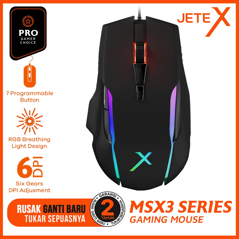 Jual JETE MSX3 Mouse Gaming RGB 7 Programmable Button - Garansi 2 Tahun ...