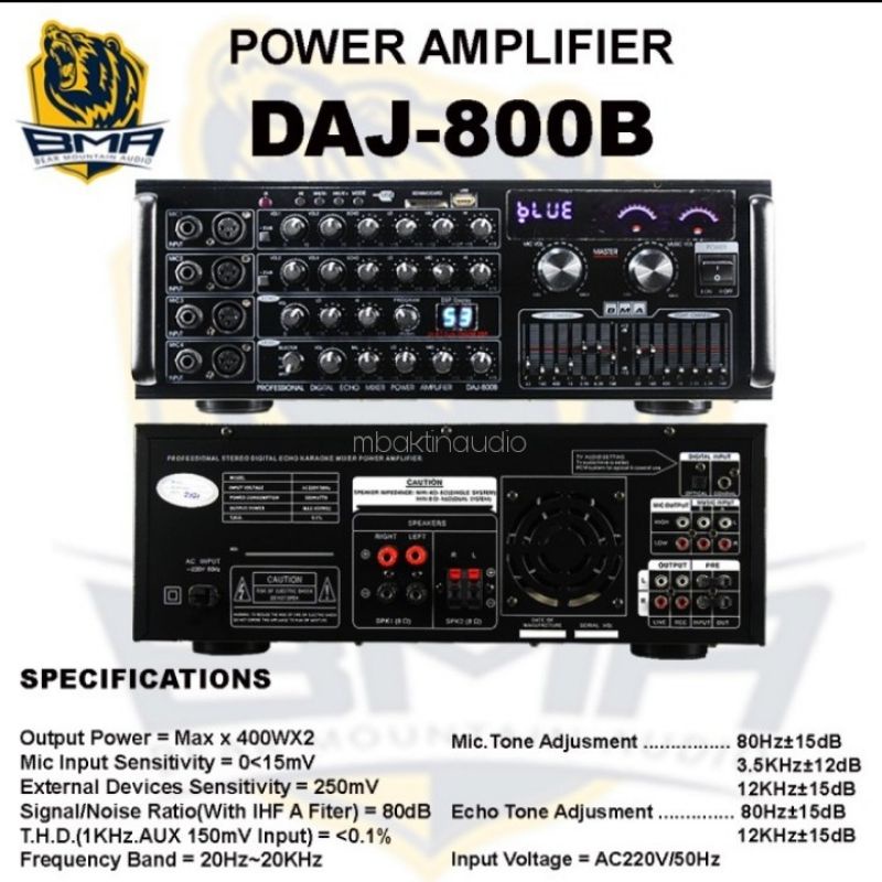 Jual Power Amplifier Karaoke BMA DAJ-800D Hitam | Shopee Indonesia