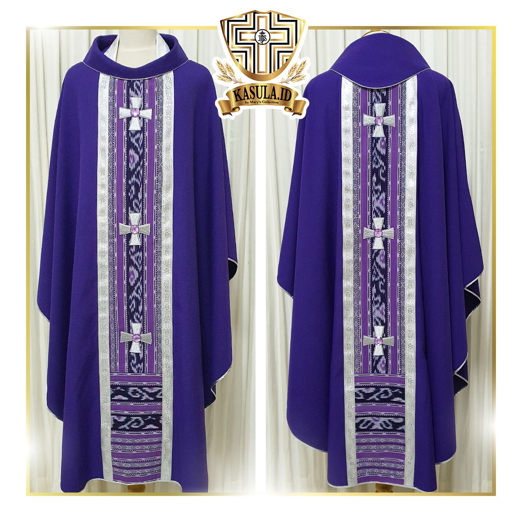 Jual Kasula Chasuble Jubah Romo Katolik Tenun Ungu 5 (Prapaskah, Adven ...