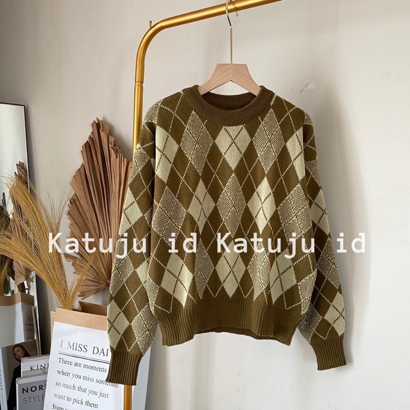 Jual SWETER RAJUT MOTIF GARIS SPIDER| BLOUSE RAJUT TEBAL PREMIUM HEXA ...